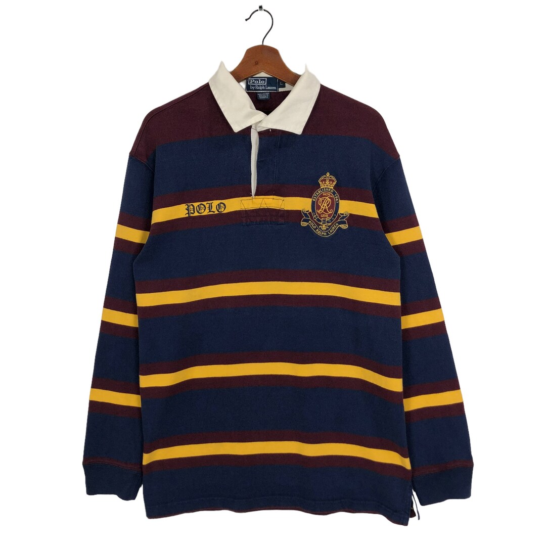 Vintage Polo Raplh Lauren Stripe Rugby Jacket Size Large - Etsy