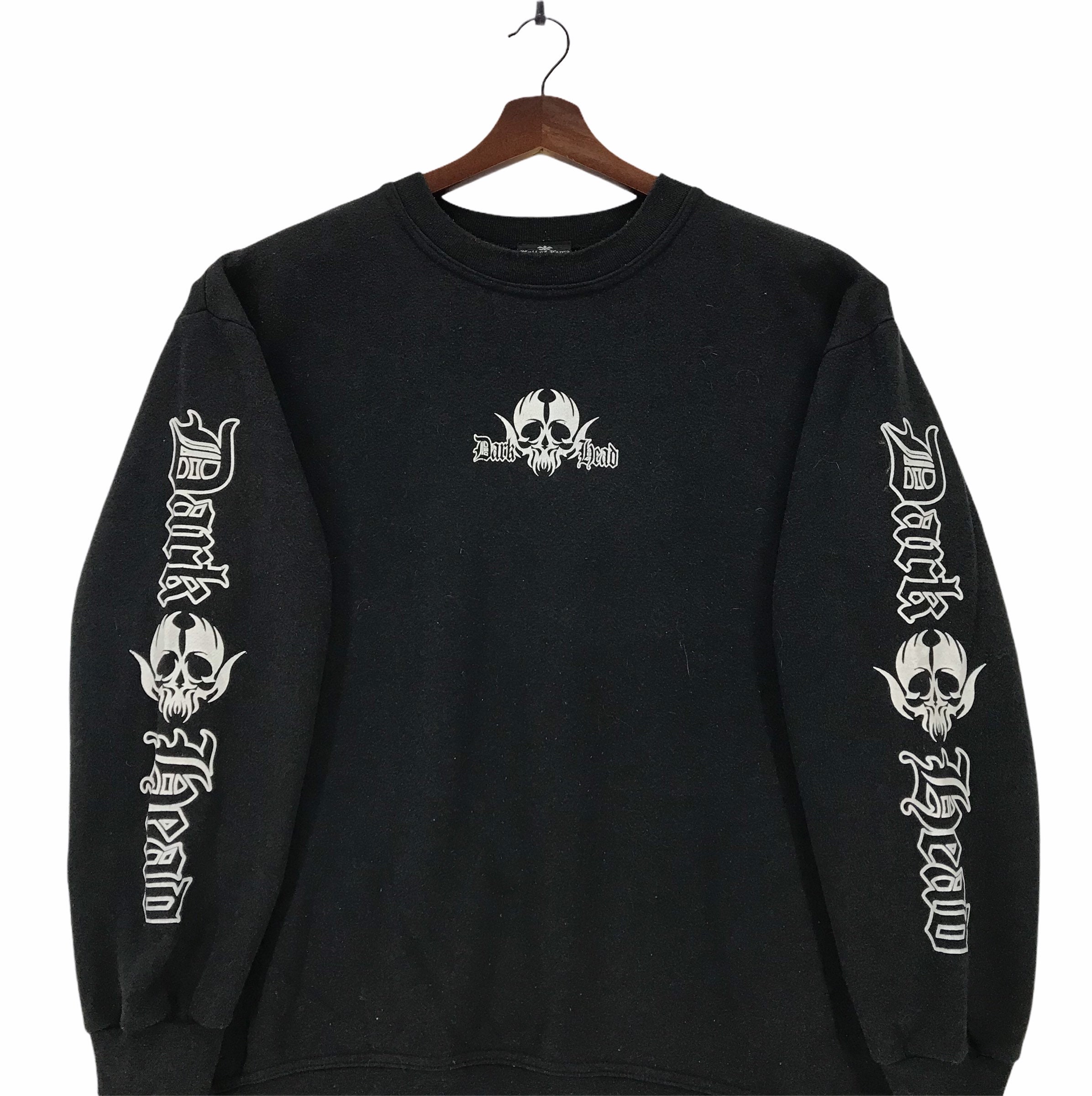 Vintage Dark Head Skull Tatoo Sweatshirt Crewnek Printed Front Back ...