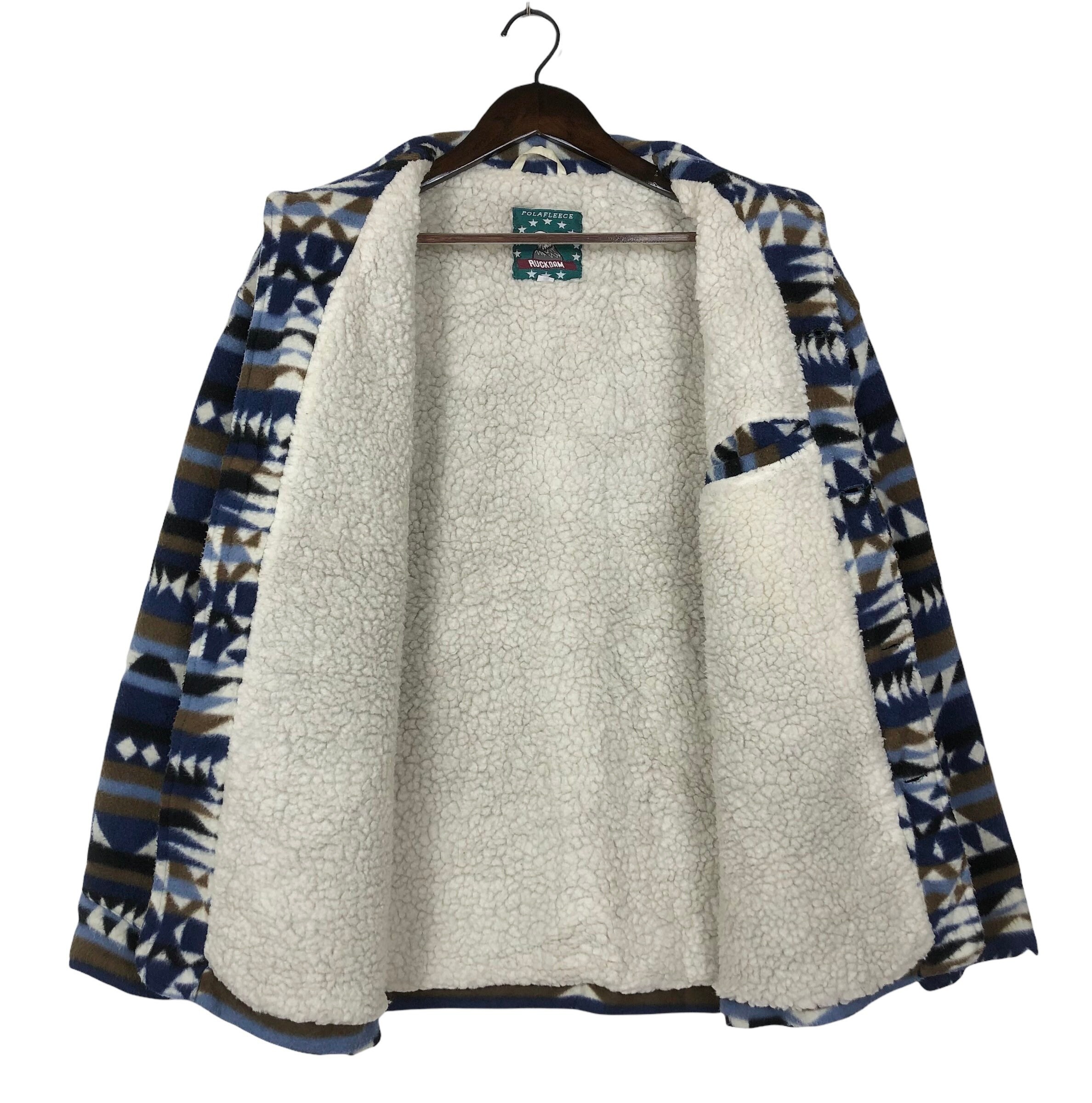 Vintage Polarfleece Jacket Aztec Tribals Design Fleece Jacket Size ...