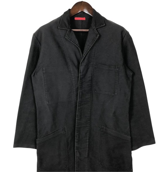 Vintage French Workers Overcoat Jacket French Working… - Gem