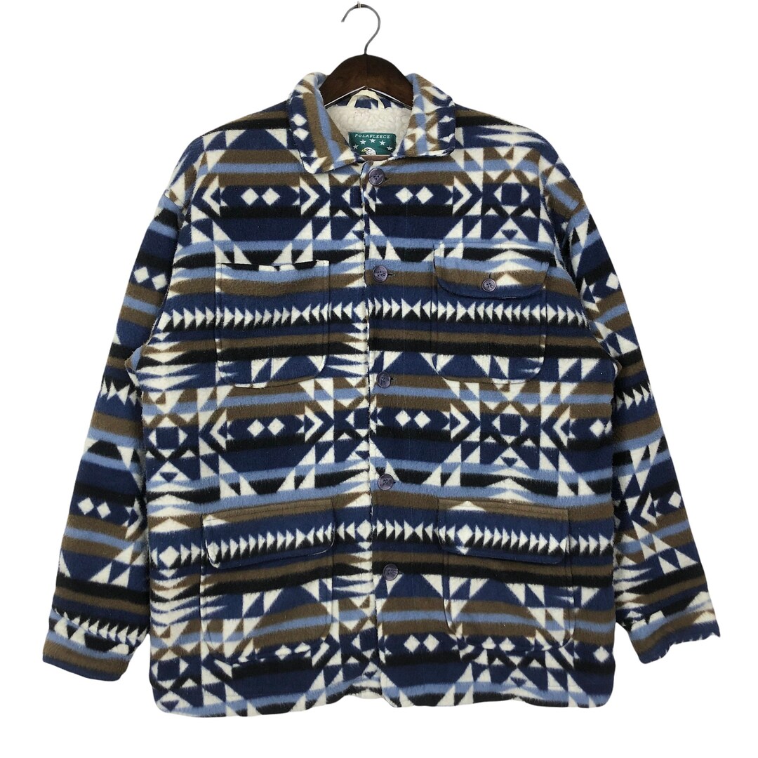 Vintage Polarfleece Jacket Aztec Tribals Design Fleece Jacket Size ...