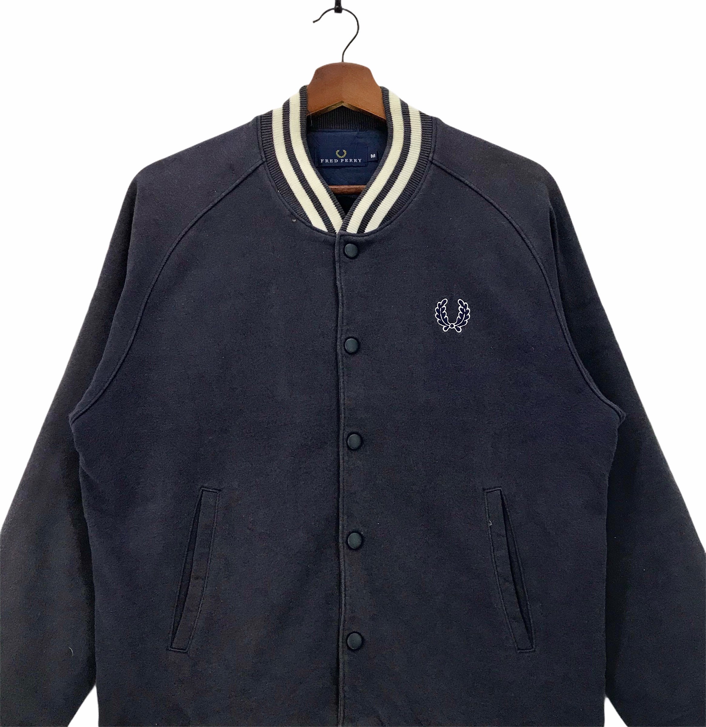 Vintage Fred Perry Designer Casual Versity Jacket Snap Button ...