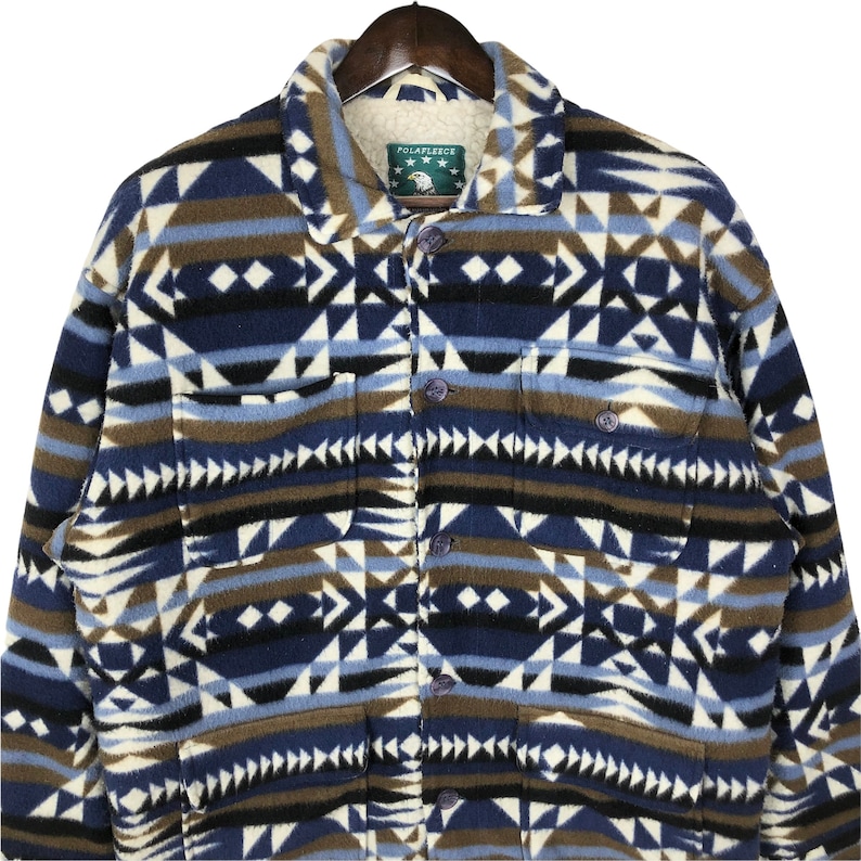 Vintage Polarfleece Jacket Aztec Tribals Design Fleece Jacket Size ...