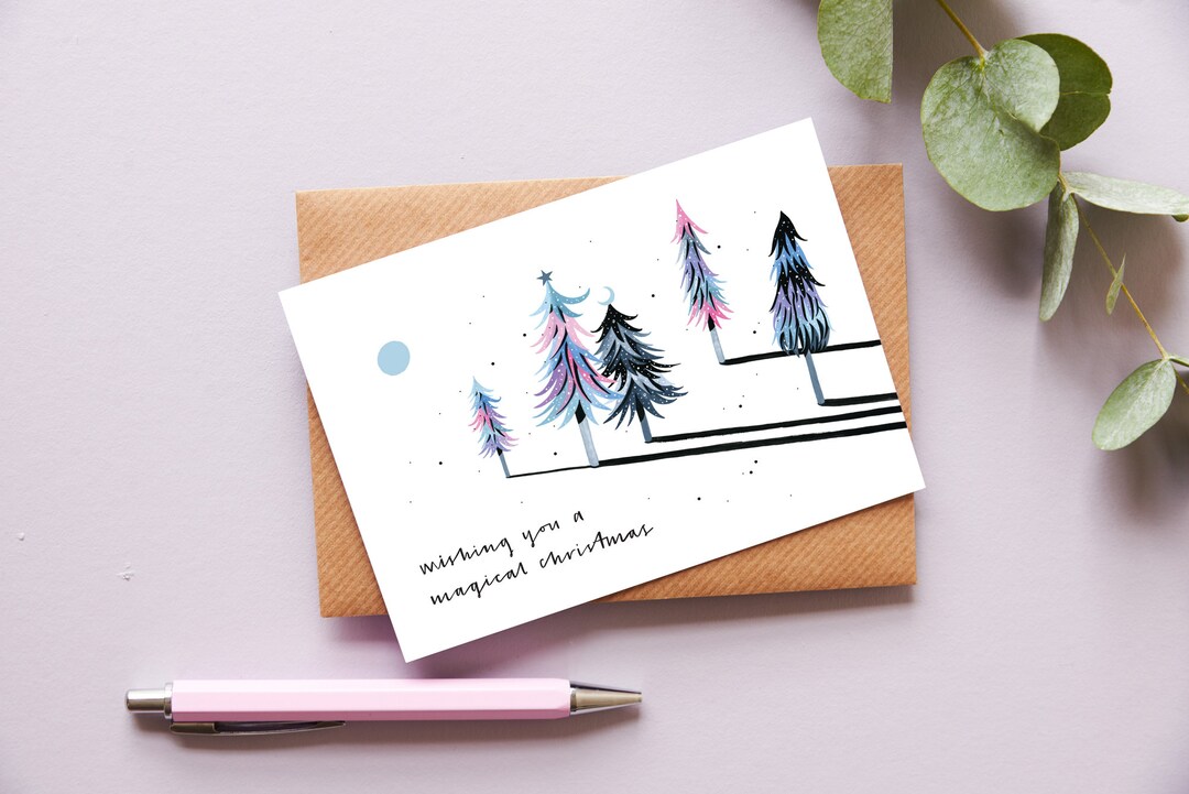 Enchanted Forest Christmas Card Set - Etsy