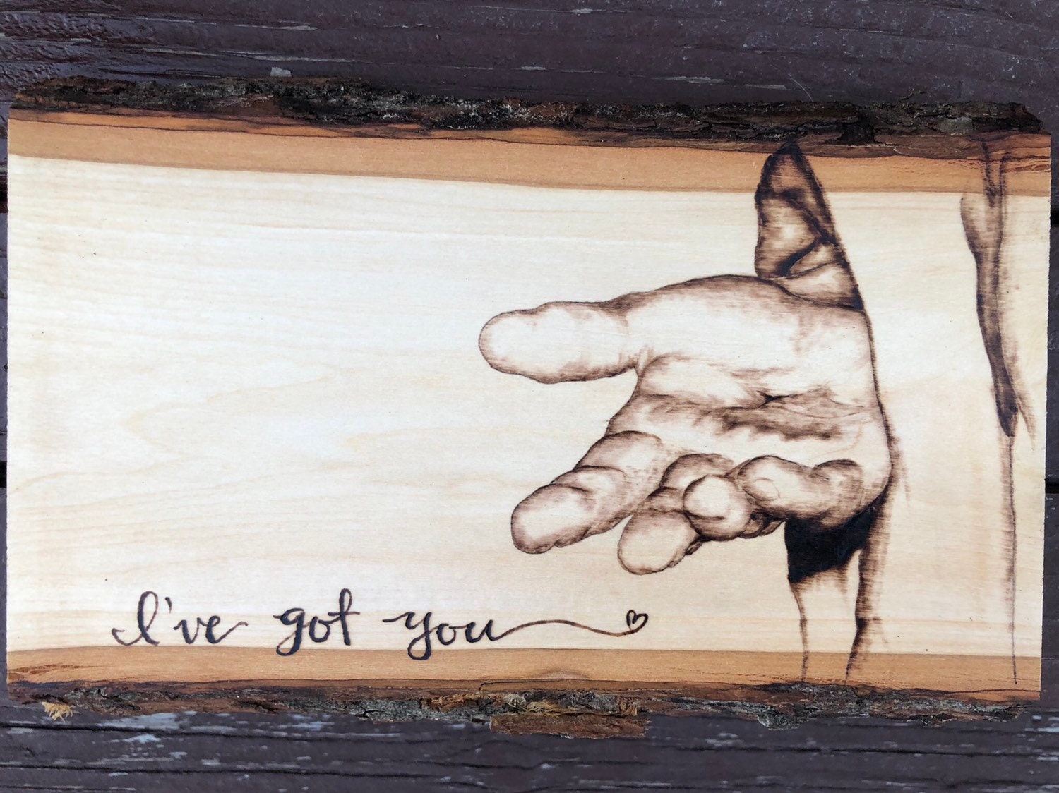 Not Alone Woodburned Christ Hand Artwork With Choice of Inspirational ...