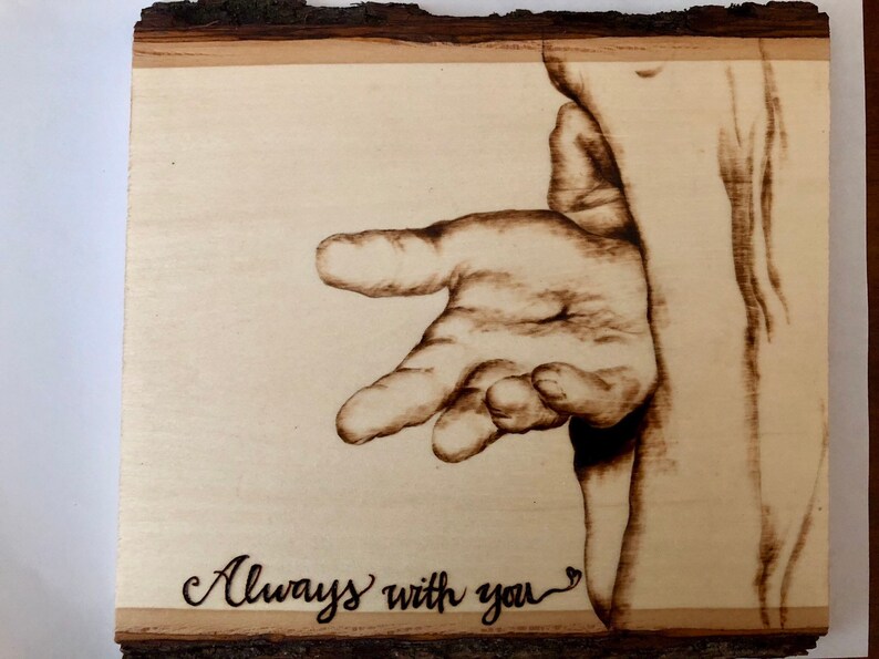 Not Alone Woodburned Christ Hand Artwork With Choice of Inspirational ...