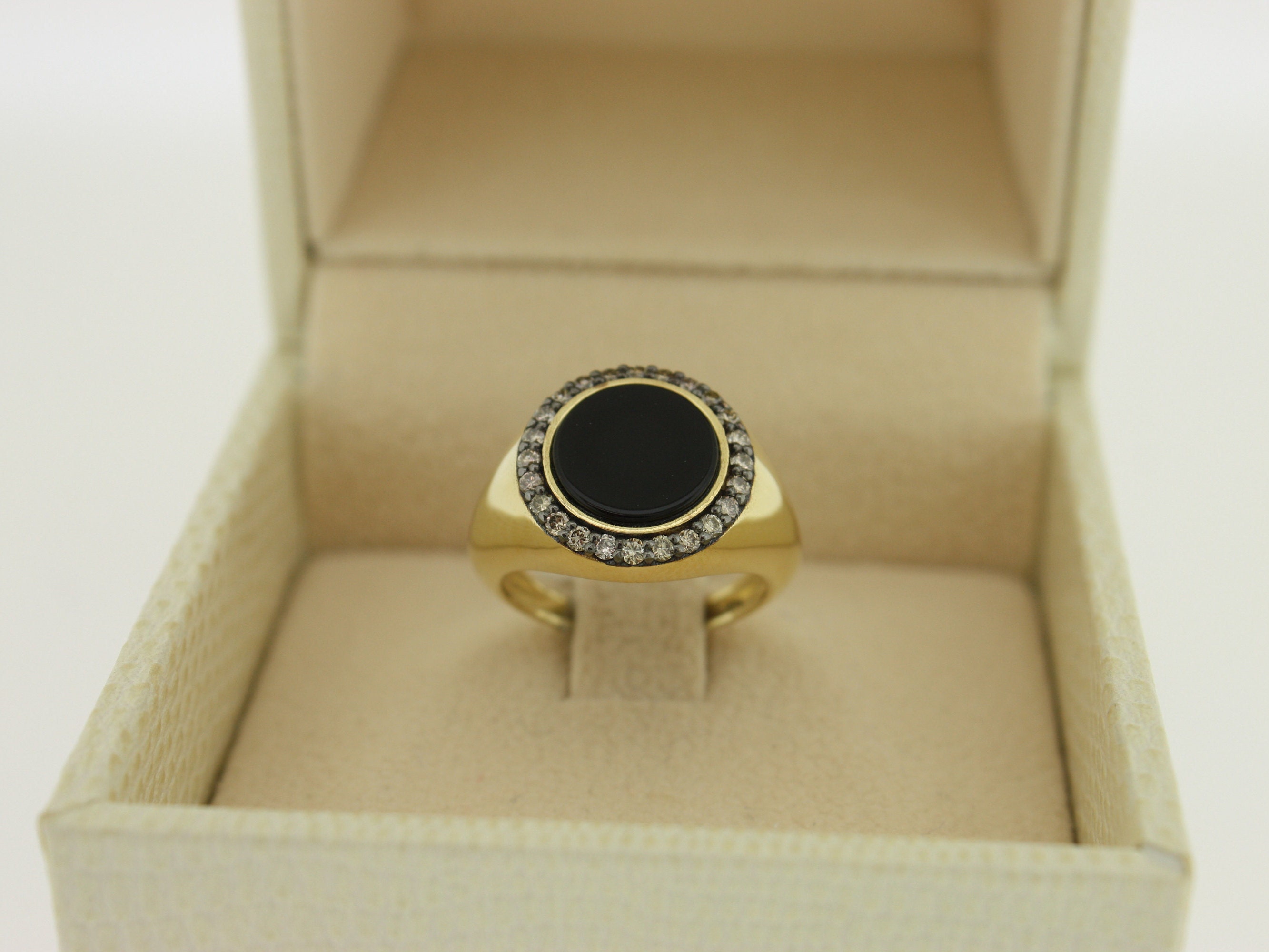 Elegant Unisex Chevalier Ring Made of Solid Gold With Brilliant ...
