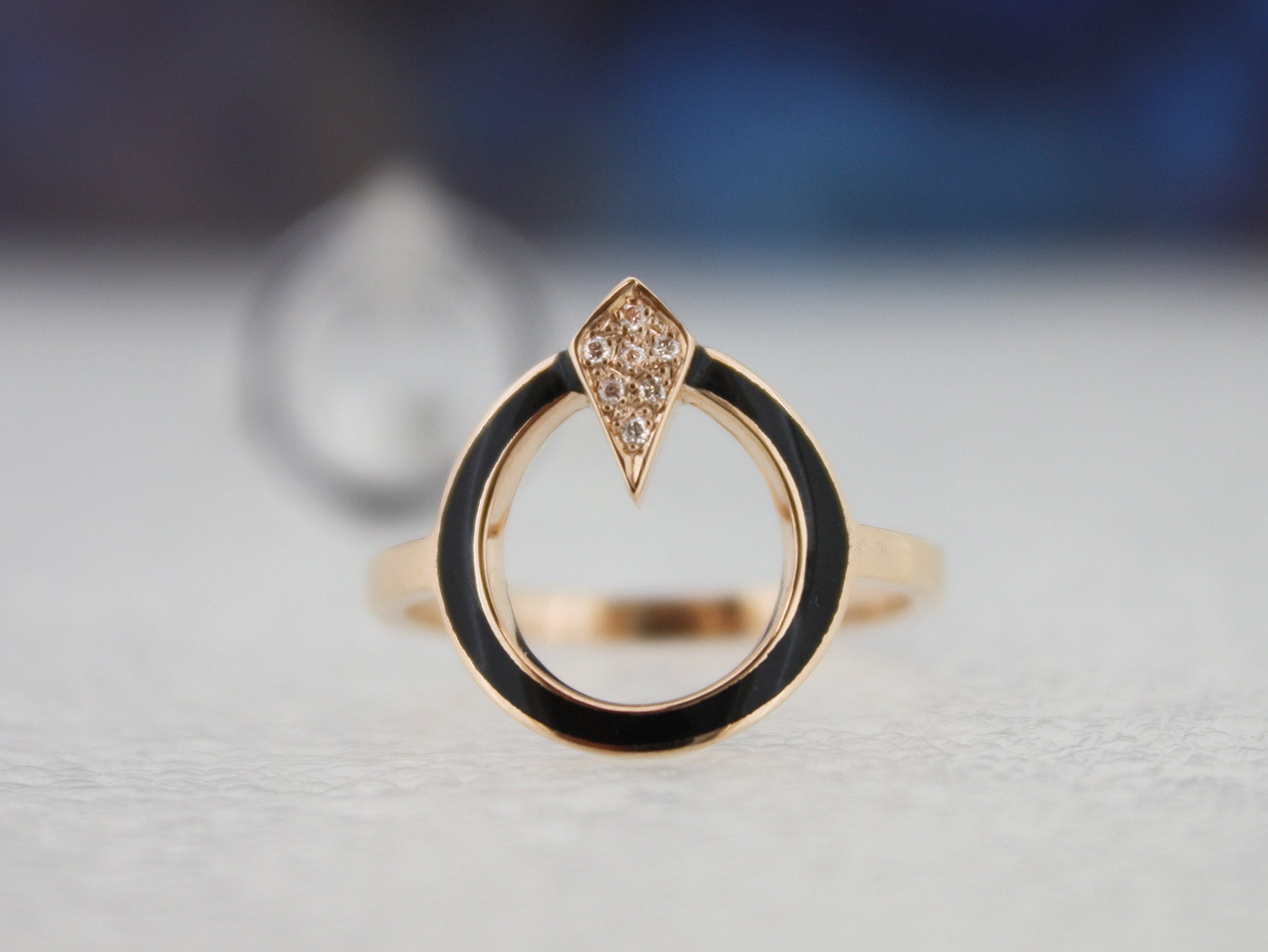 Circle Ring of Solid Gold With Brilliants and Enamel - Etsy