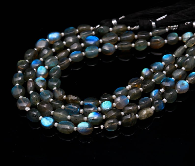 Smooth Labradorite Tumble Shape Beads, Natural Labradorite Plain ...