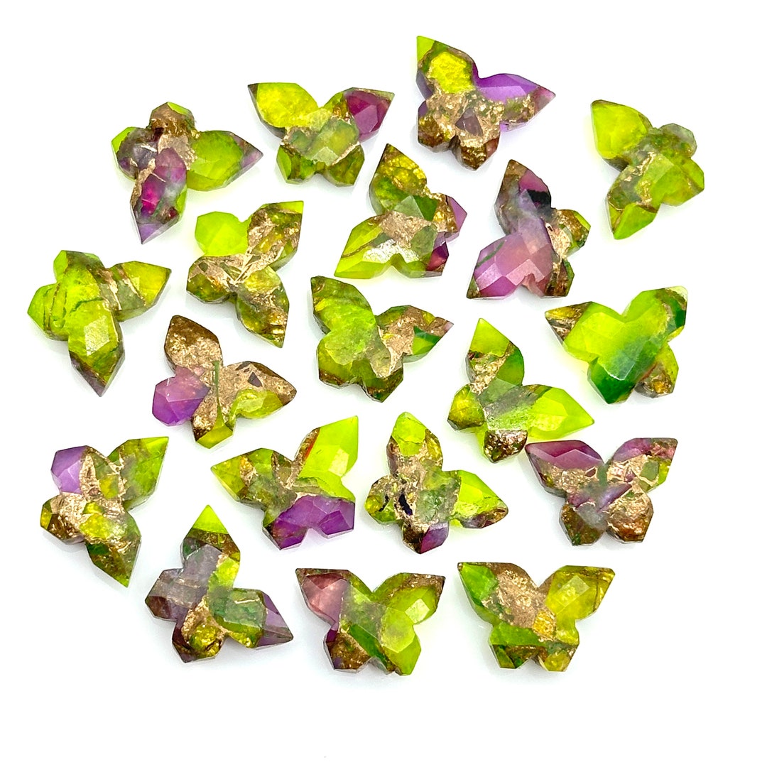 Neon UV Light Beads, Neon Green & Purple Copper Turquoise Butterfly ...
