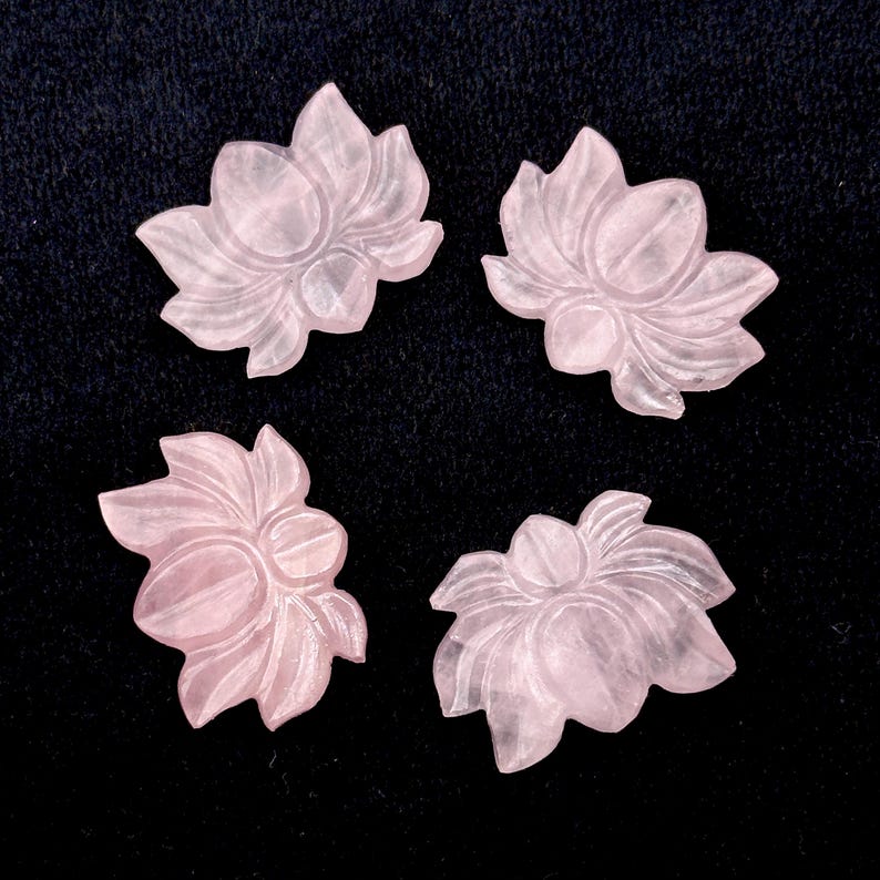 Natural Rose Quartz Lotus Carving, Pink Lotus Hand Carved Gemstone With ...