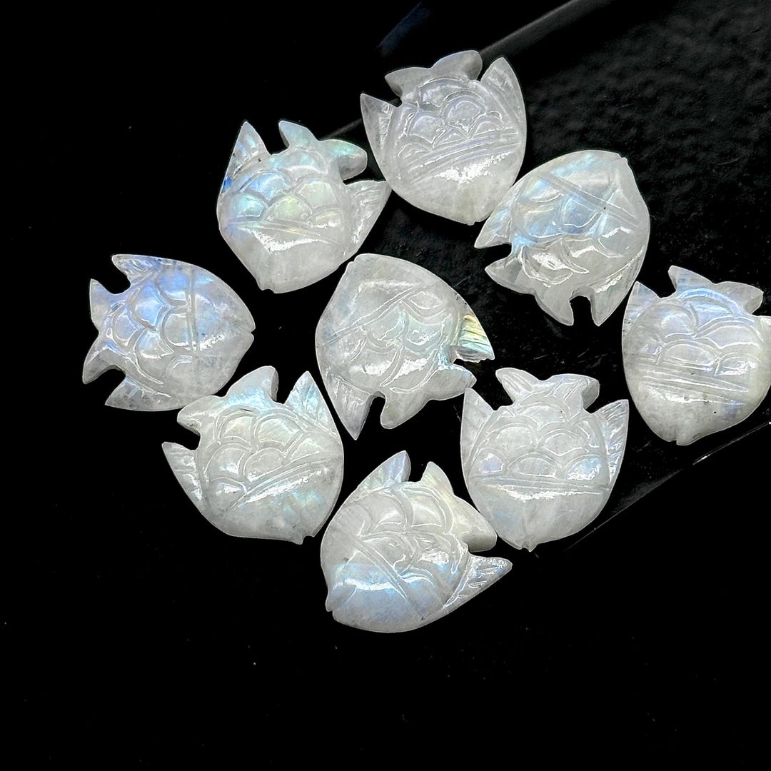 Natural Rainbow Moonstone Fish Shape Stones, AAA Moonstone Fish Hand ...