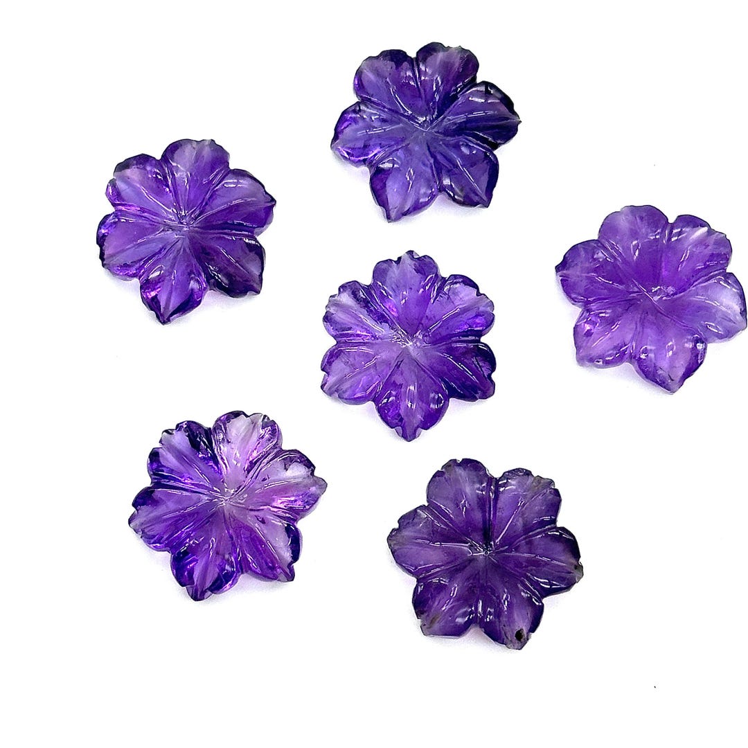 AAA Natural Amethyst Flower Shape Gemstone, Flower Shape Carving, Hand ...