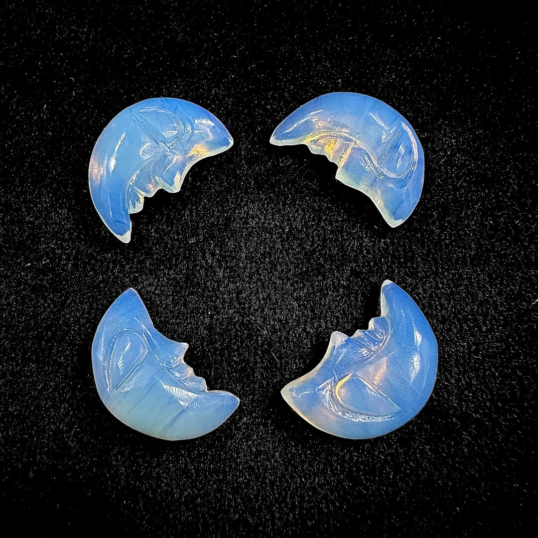 Natural Flashy Opalite Moon Face Carving, the Piece of Moon, 18X13 MM ...