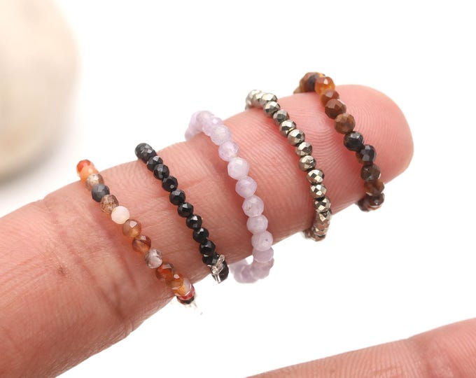 Crystal Beaded Ring | Stackable Ring, Elastic Ring, Crystal Ring ...
