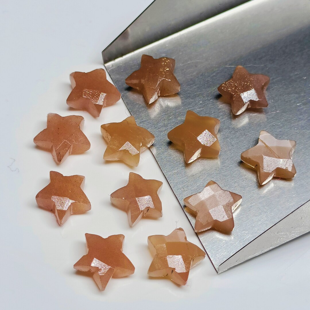 2,3,4,5pcs Natural Peach Moonstone Carved Smooth Star Shape Briolettes ...