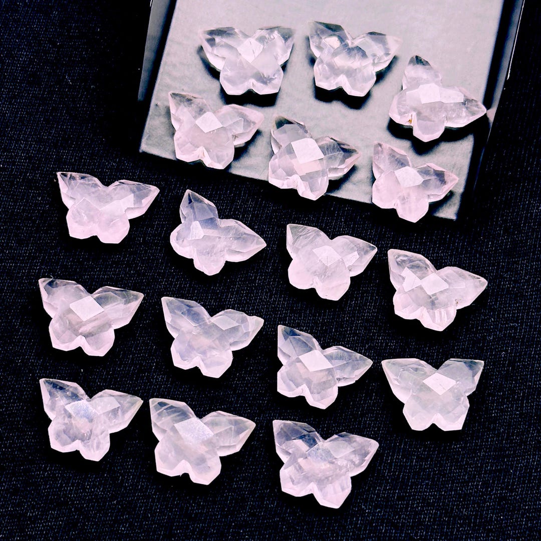Natural Rose Quartz Butterfly Shape Beads, Faceted Butterfly Gemstone ...