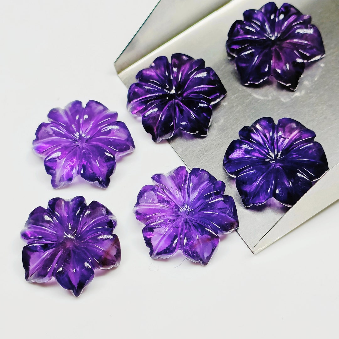 1,2,3,4,5 Pcs AAA Quality 100% Natural Blue Amethyst Flower Shape ...