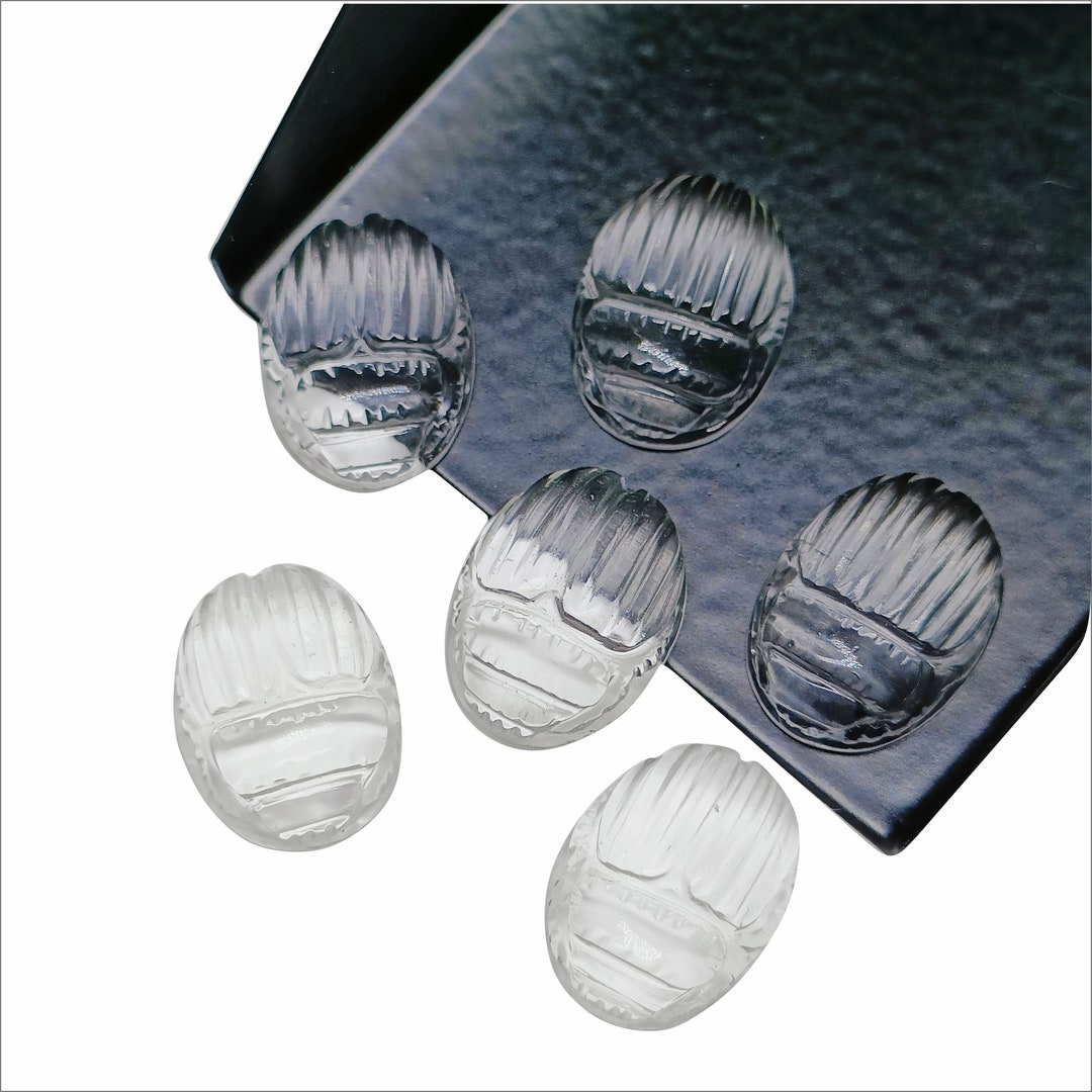 1,2,3,4,5,6 Pcs Natural Crystal Quartz Scarab Face Carved Gemstone ...