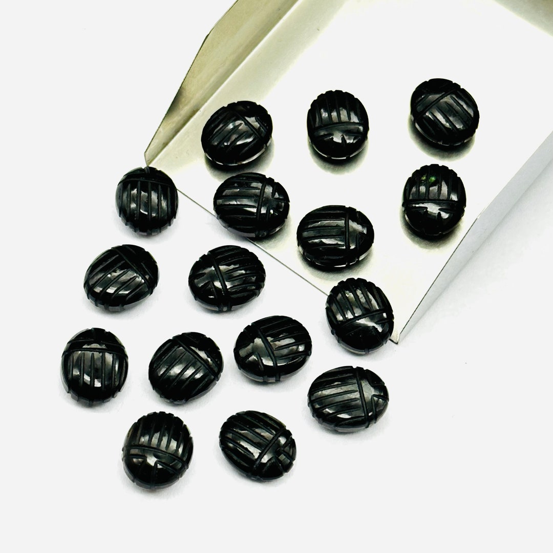 Natural Black Onyx Scarab Shape Gemstone Beads, Black Onyx Beetle Face ...
