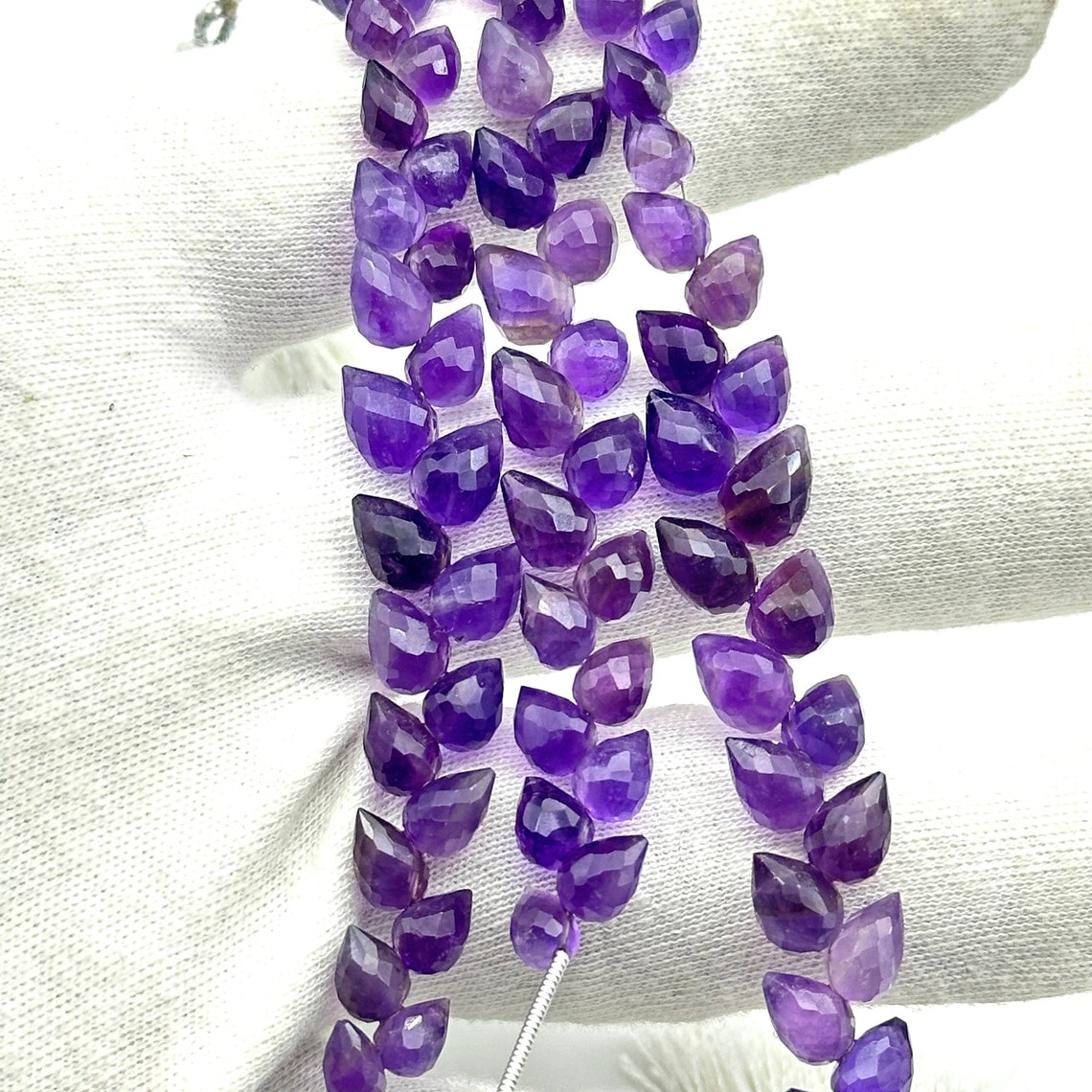 Natural Amethyst Faceted Drop Shape Beads, 6X8 Mm Faceted Amethyst ...