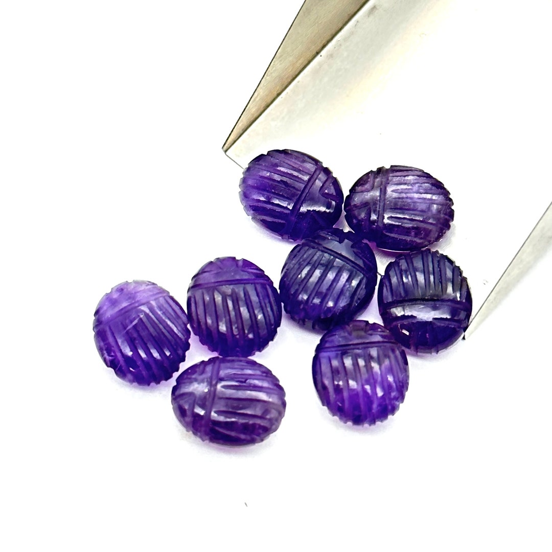 1,2,3,4,5 Pcs Natural Amethyst Scarab Shape Gemstone Beads, Purple ...
