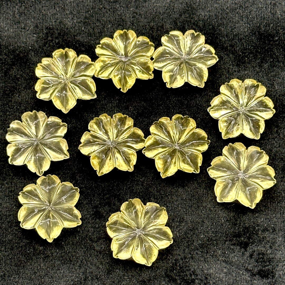 Natural Lemon Quartz Flower Shape Carvings, Lemon Quartz Hand Carving ...
