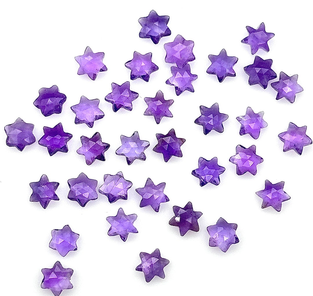 Super Cute Natural Amethyst Stars, Purple Amethyst Star Shape Beads, 6 ...