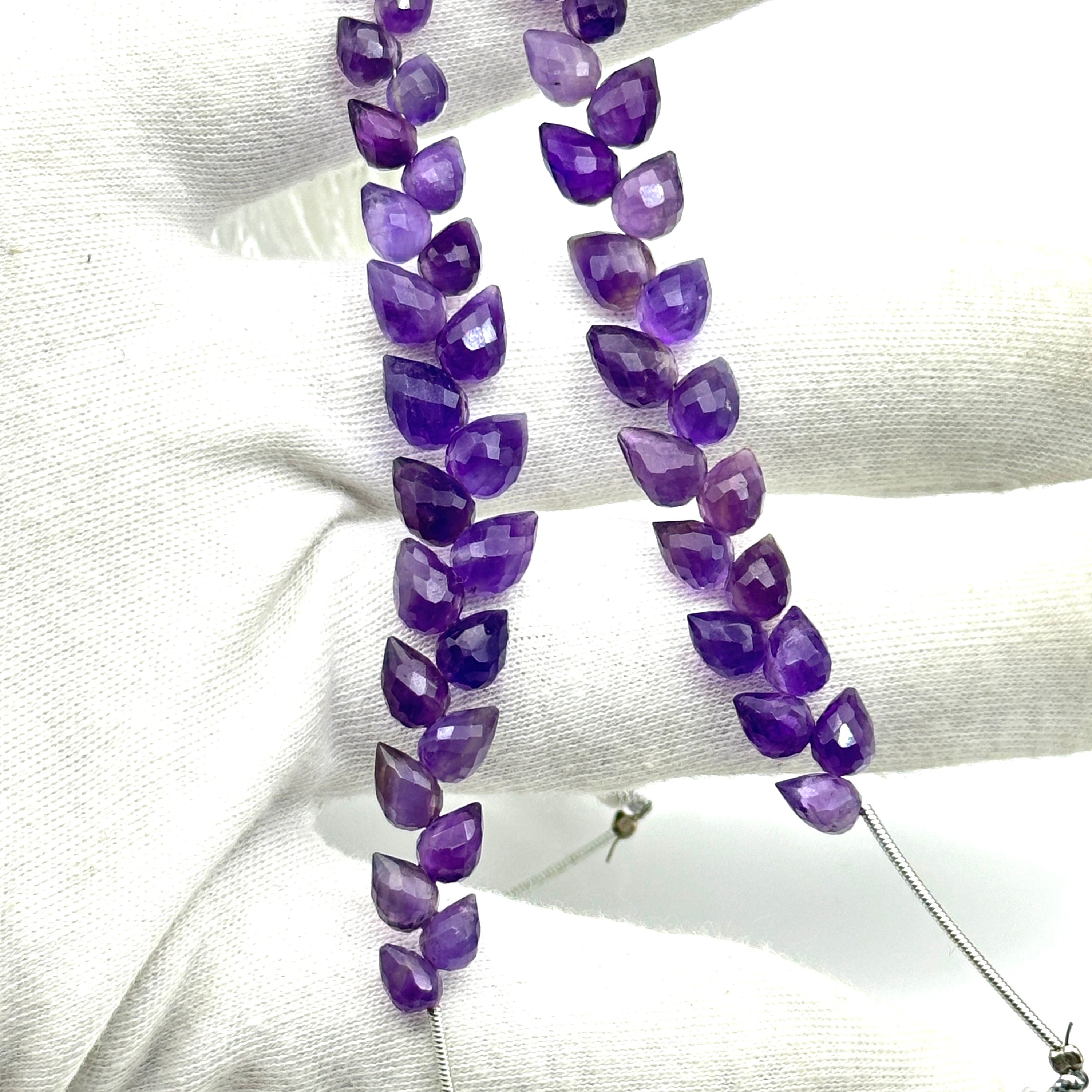 Natural Amethyst Faceted Drop Shape Beads, 6X8 Mm Faceted Amethyst ...