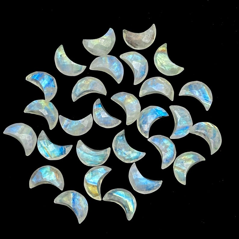 Superb Rainbow Moonstone Moon Shape Briolettes, Faceted AAA Rainbow ...