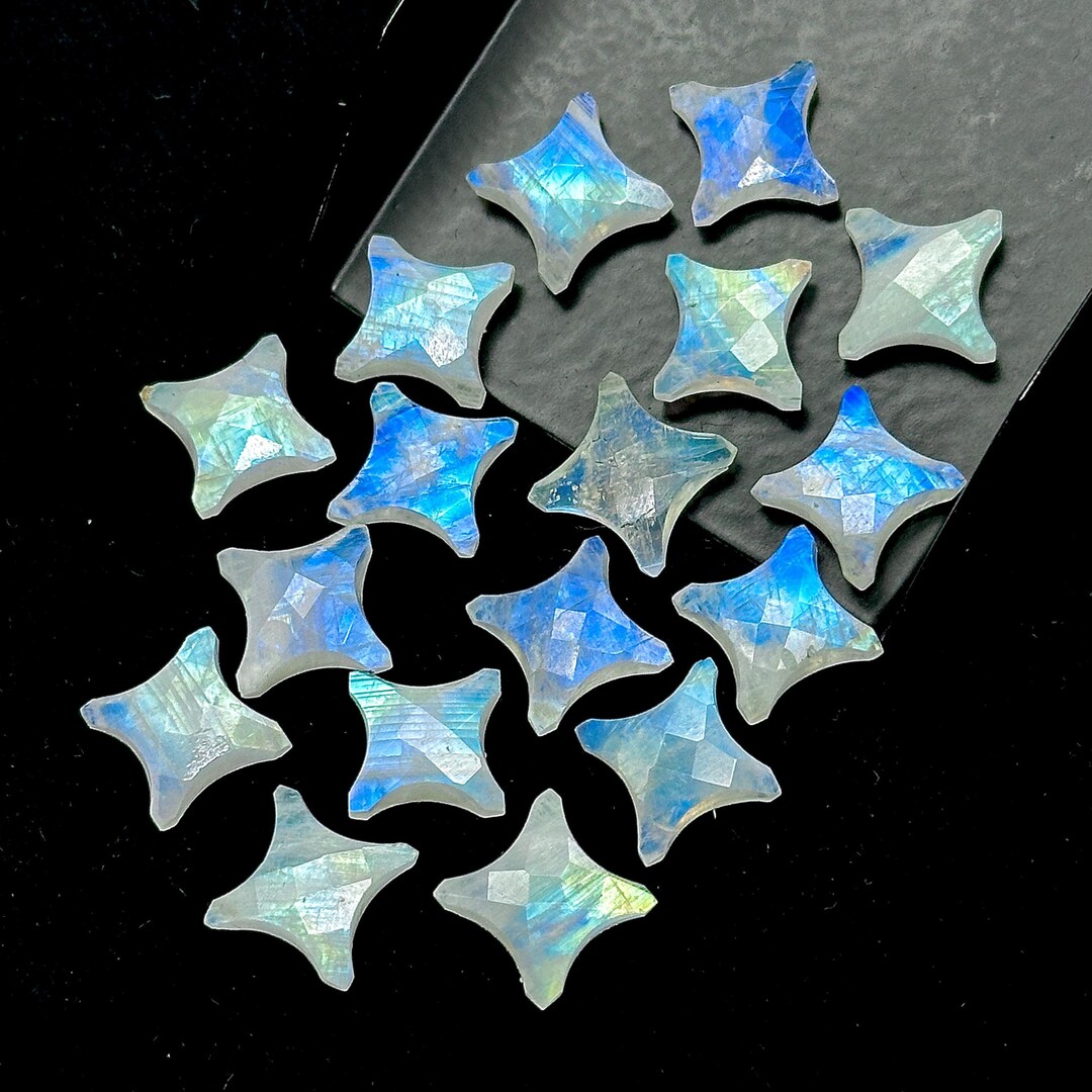 Top Quality Rainbow Moonstone Ninja Star Shape Beads, Natural Rainbow ...