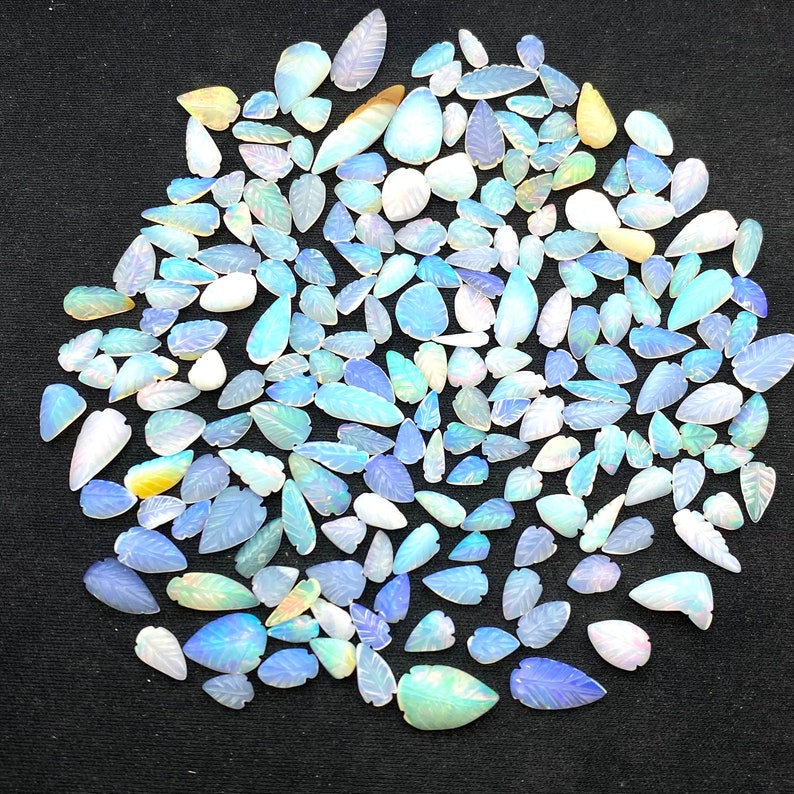 5,6,7,8 Pcs AAA+ Quality 100% Natural Flashy Blue Ethopian Opal Leaf ...