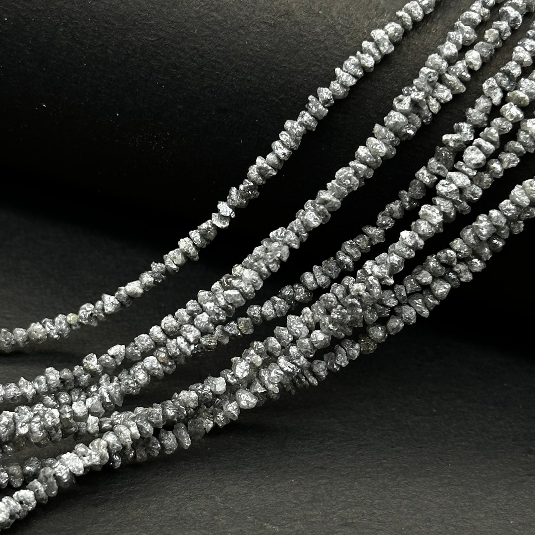 Raw Grey Diamond Beads: 1-2mm Uncut Nuggets, 8/16 Inch Strand - Etsy