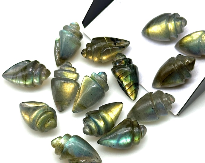 Natural Labradorite Conch/snail Shell Shape Carving, Flashy Labradorite ...