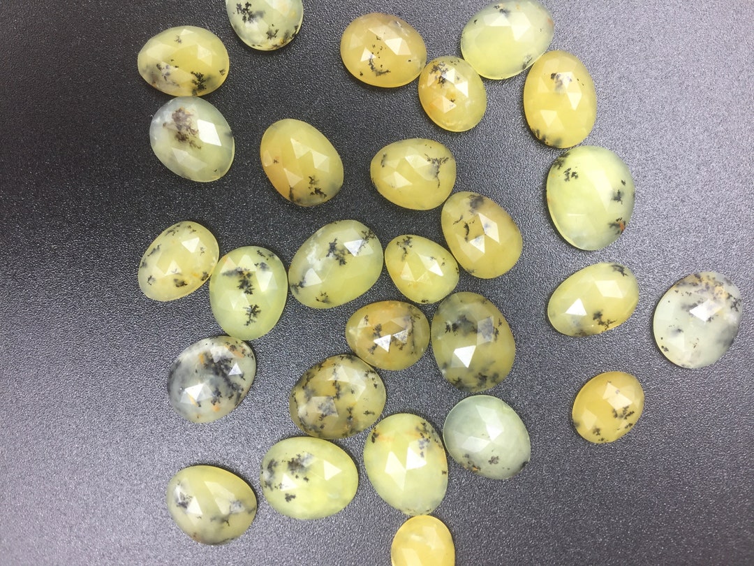 2 Pcs AAA+ Quality Lemon Dendrite Freeform Rosecut, Faceted Rosecut ...