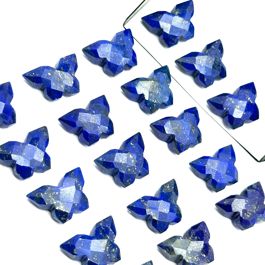 Lapis Lazuli Butterfly Beads: Handmade Faceted Gemstone Charms (14x10 ...
