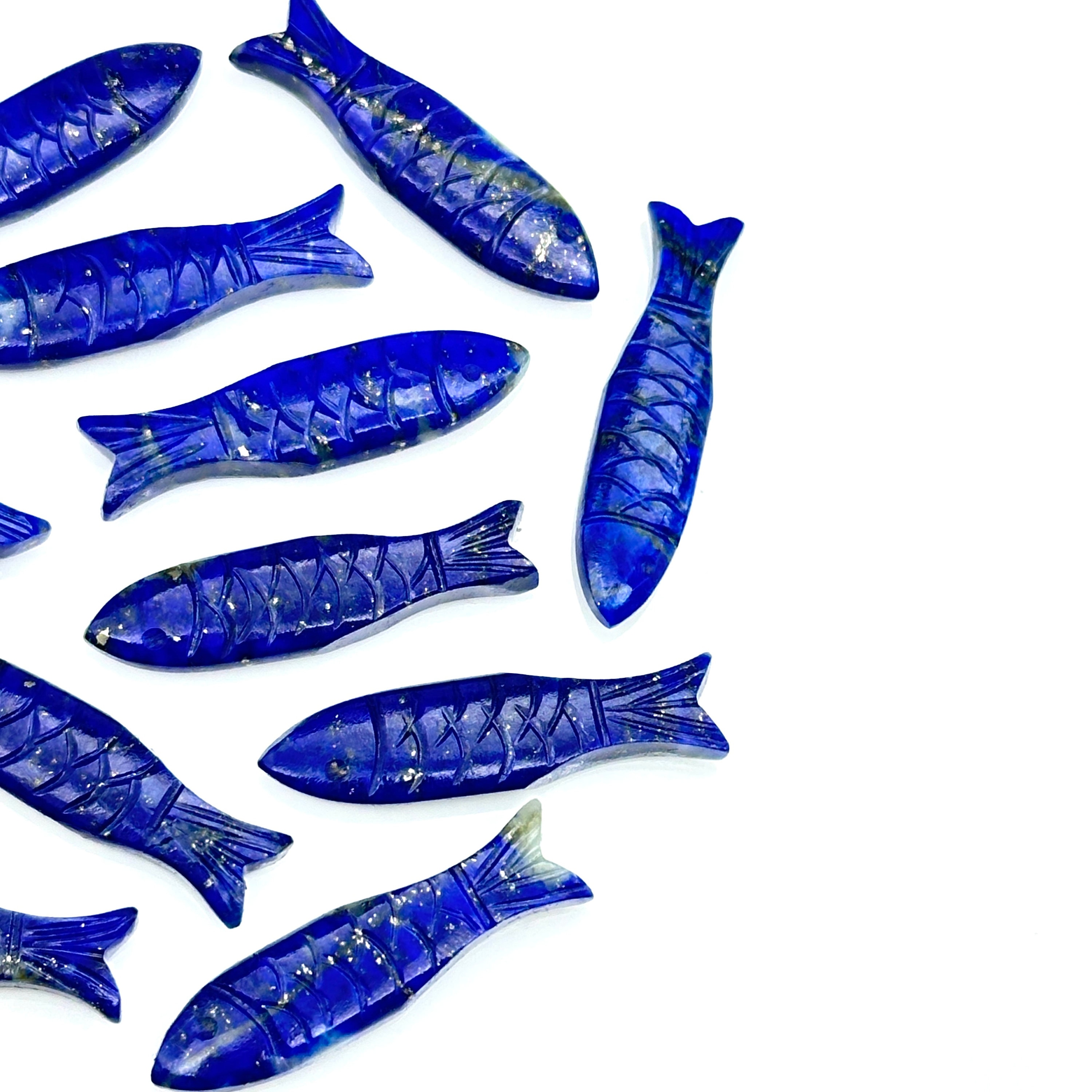 Natural Lapis Lazuli Handmade Fish Carving, Fish Shape Carved Gemstone ...