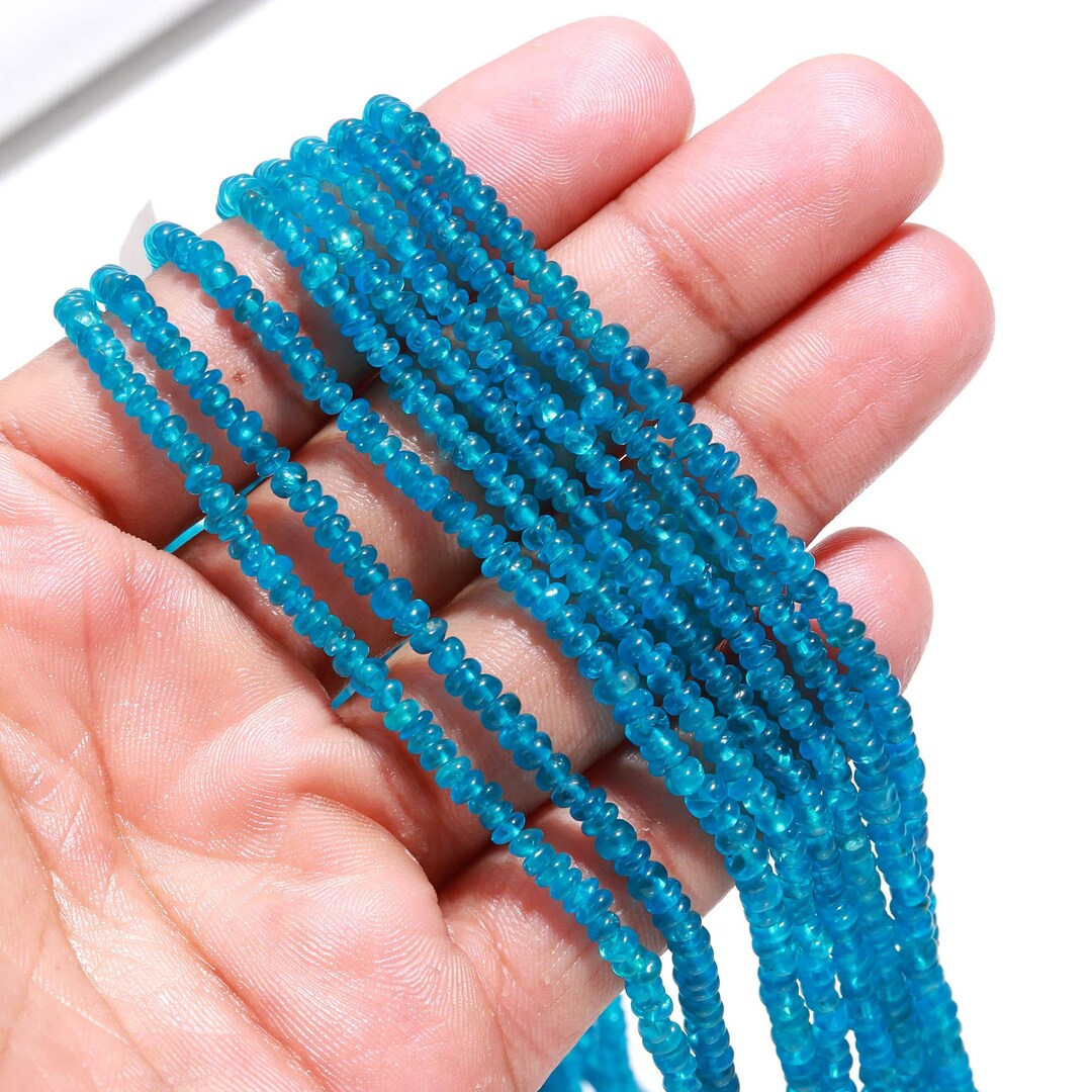 Buy Natural Blue Apatite Smooth Rondelle Beads, AAA Apatite Plain Beads ...