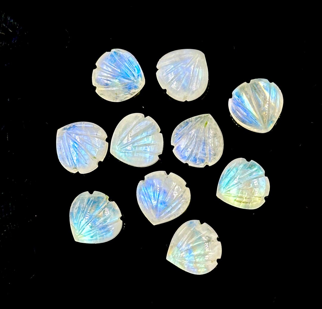 Buy AAA Quality Rainbow Moonstone Shell Shape Beads, 8 MM Hand Carved ...