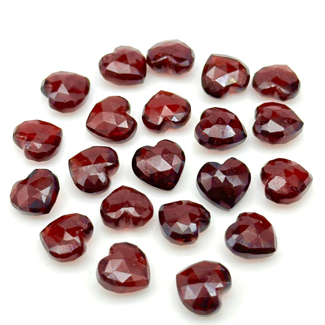 Natural Red Garnet Heart Shape Beads, Faceted Heart Shape Beads, Deep ...