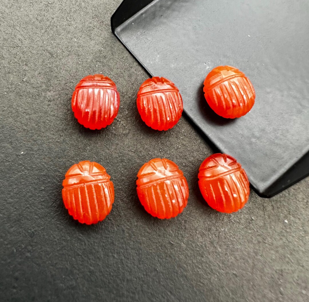 1,2,3,4,5 Pcs Natural Carnelian Scarab Shape Gemstone Beads, Beetle ...