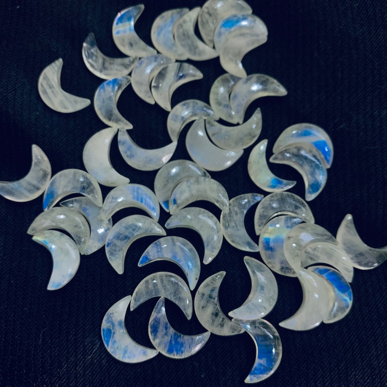 Flashy Rainbow Moonstone Smooth Cresent Moons, Natural Rainbow ...