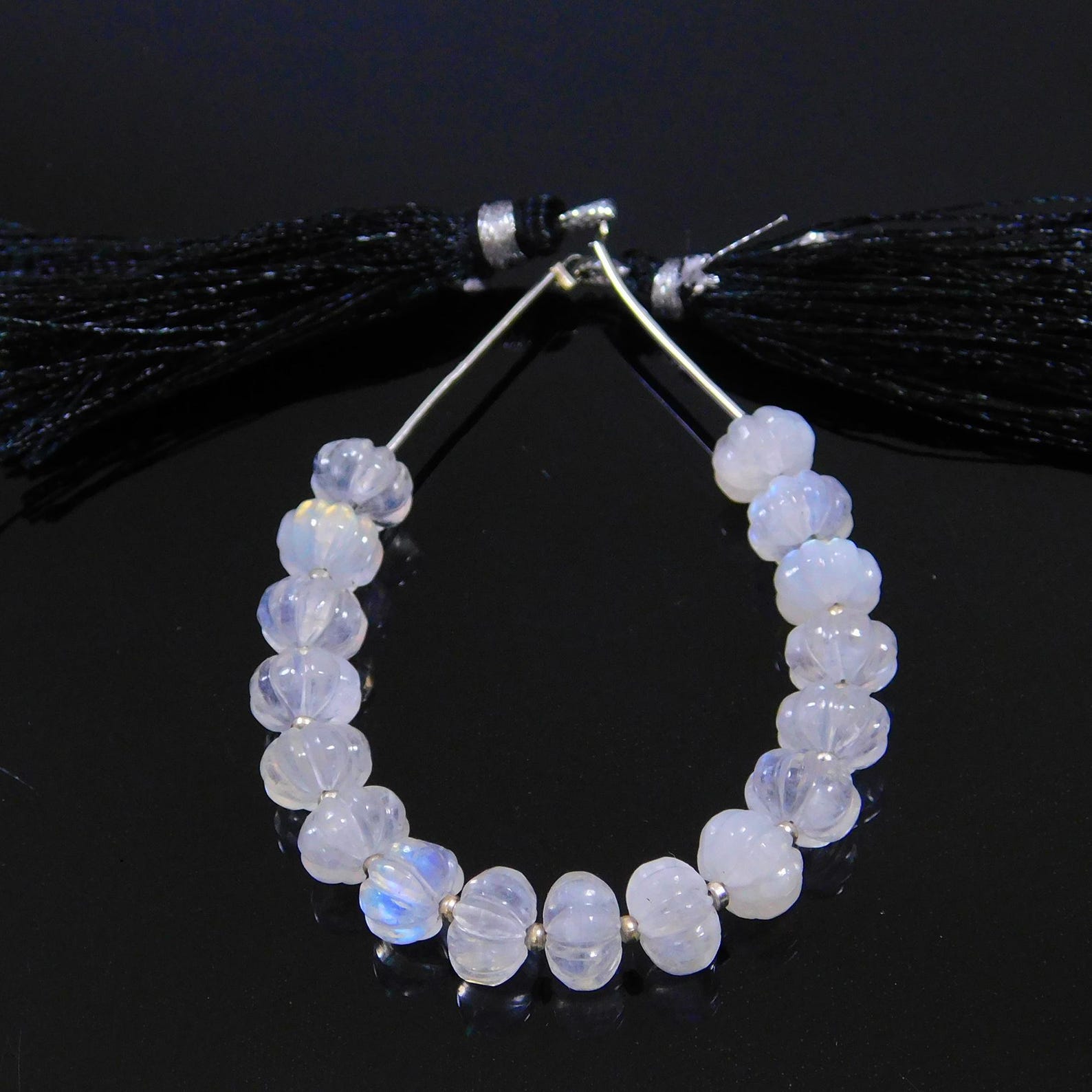 AAA+ Rainbow Moonstone Melon Shape Beads, Natural Rainbow Moonstone ...