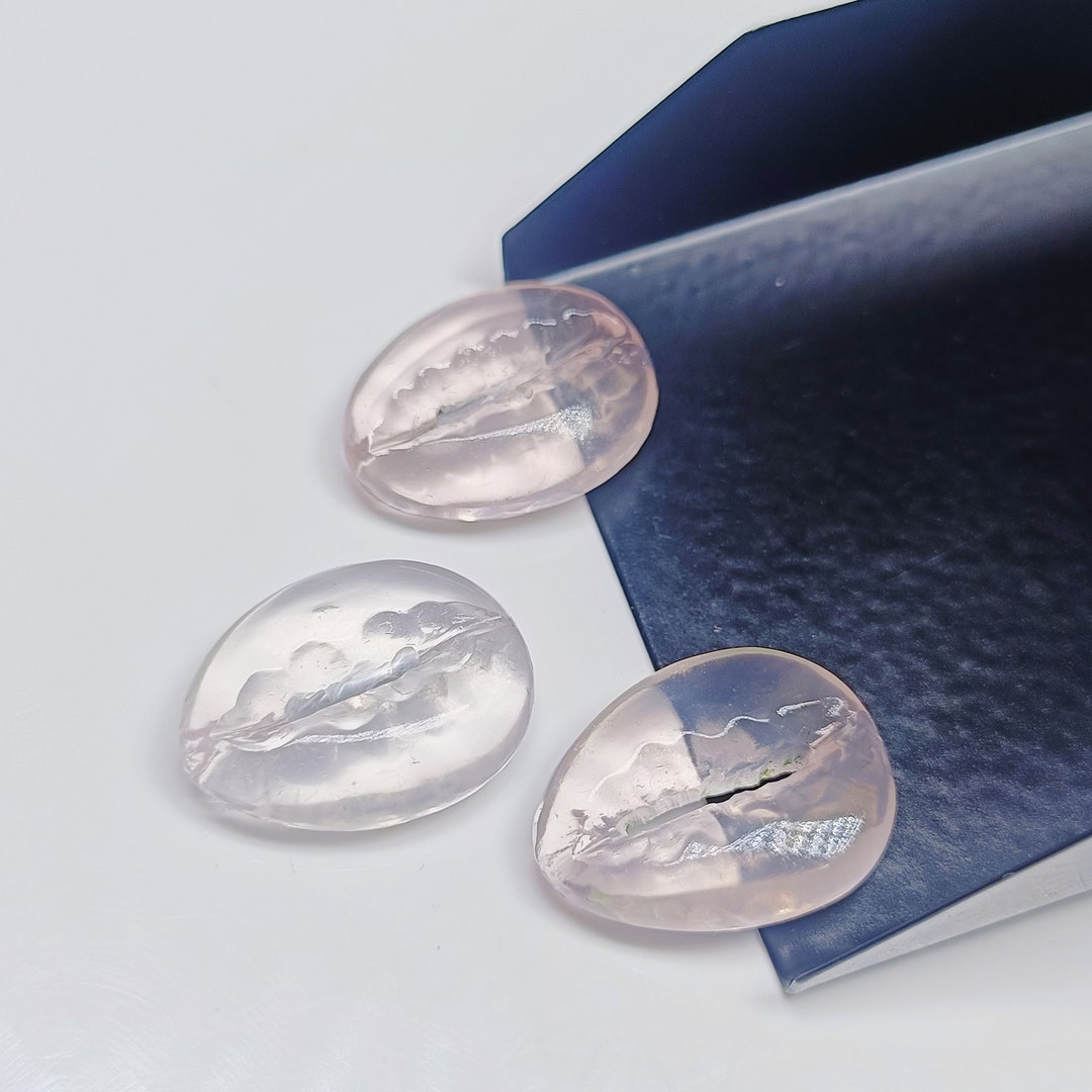 Natural Rose Quartz Conch Shape Carved Gemstone, Loose Gemstone, Kaudy ...