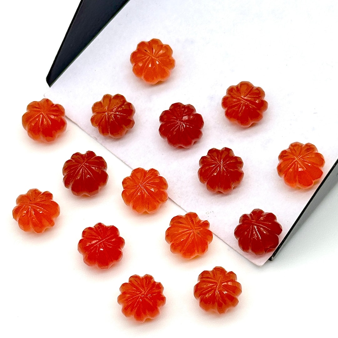 Amazing Tiny Natural Carnelian Melon Shape Beads, Carved Pumpkin Shape ...