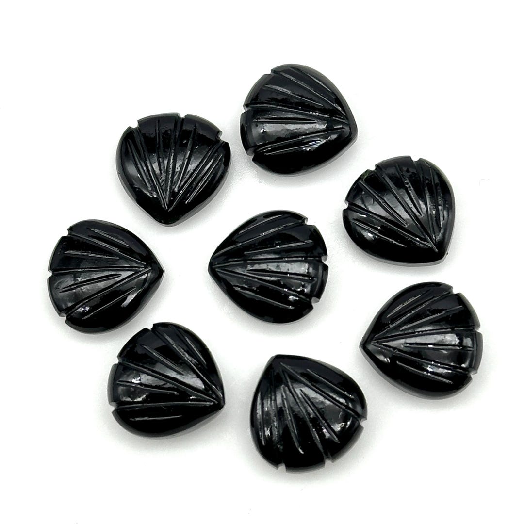 Natural Black Onyx Carved Shell Shape Beads, 12 MM Shell Beads, Carved ...