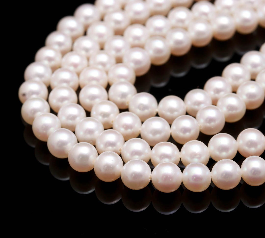 Natural White Pearls Plain Round Beads, High Luster Pearl for Necklace ...