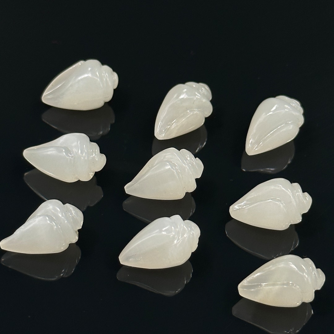 Natural White Moonstone Conch Shell Shape Beads, Smooth White Moonstone ...