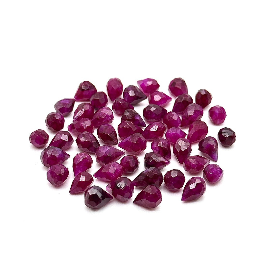 Faceted Ruby Corundum Drop Shape Beads, AAA Red Ruby Teardrop Beads ...