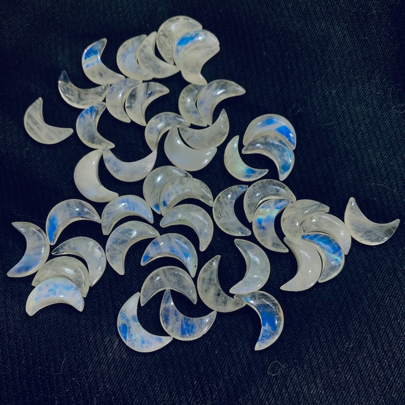 Flashy Rainbow Moonstone Smooth Cresent Moons, Natural Rainbow ...